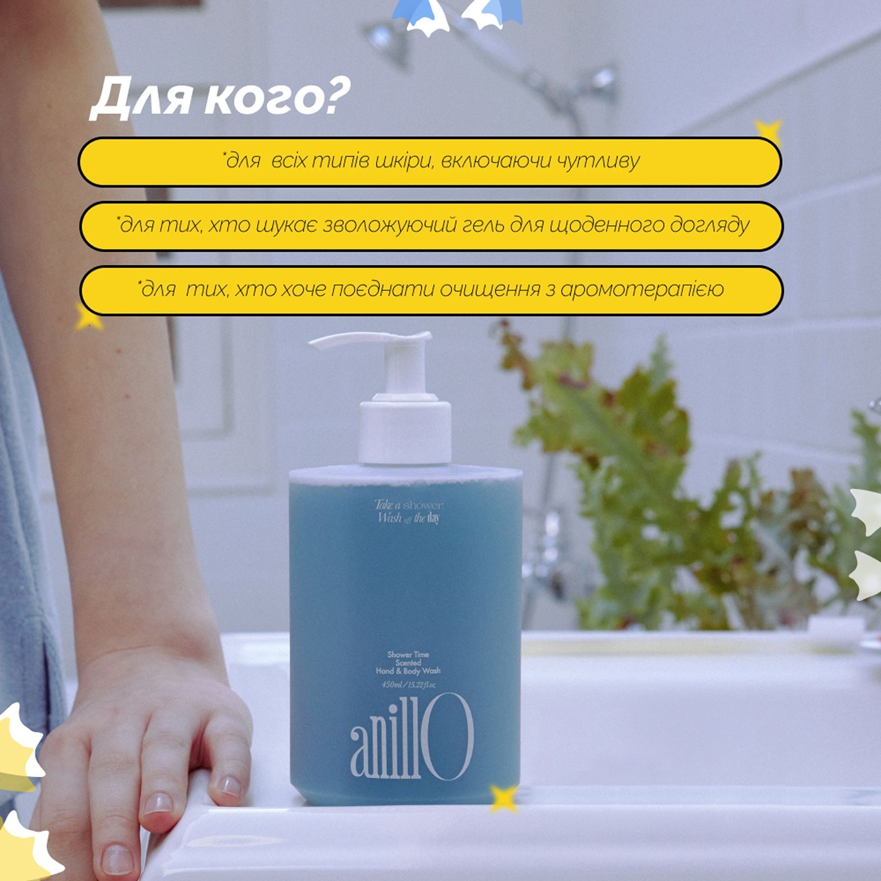Засіб для миття тіла та рук ANILLO Shower Time Scented Hand & Body Wash ...